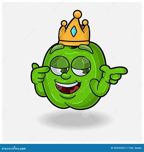 Green Apple Mascot Character Cartoon With Smug Expression For Brand