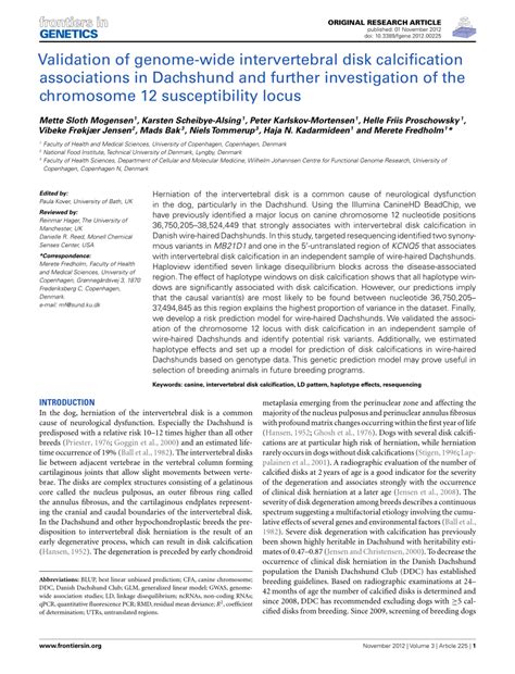 Pdf Validation Of Genome Wide Intervertebral Disk Calcification
