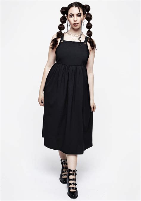 Camden Textured Midi Pinafore Dress Disturbia