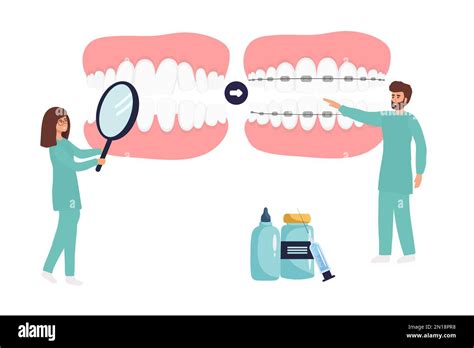 Orthodontist Installs Dental Braces For Straightening Tiny Dentist