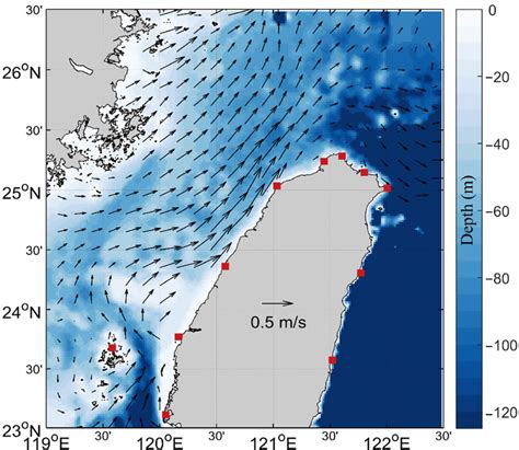 The Average Flow Field In The Summer Of 2017 Obtained From Hf Radar