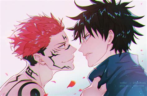 Fushiguro Megumi And Ryoumen Sukuna Jujutsu Kaisen Drawn By Glorenia
