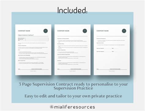 Clinical Supervision Contract Template Customizable Pdf Etsy