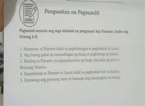 Pangwakas Na Pagsusulit Pagsunod Sunurin Ang Studyx