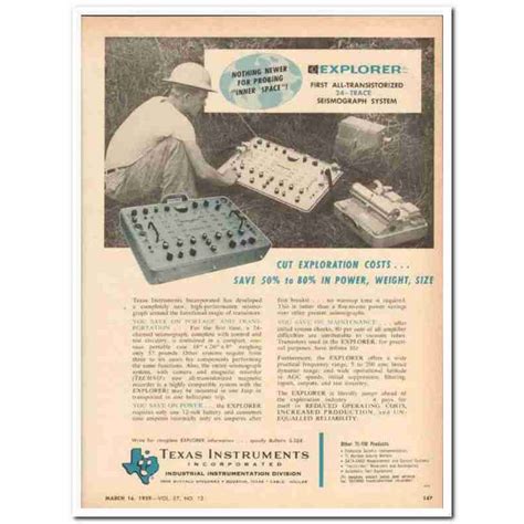 Texas Instruments Inc 1959 Explorer Transistorized Seismic Vintage Ad On Ebid United States