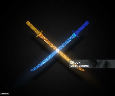 Katana 칼 가벼운 입자에서 구성 됩니다 벡터 추상 그림입니다 사무라이에 대한 스톡 벡터 아트 및 기타 이미지 사무라이