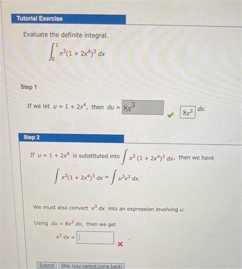 Solved Tutorial Exercise Evaluate The Definite Integral