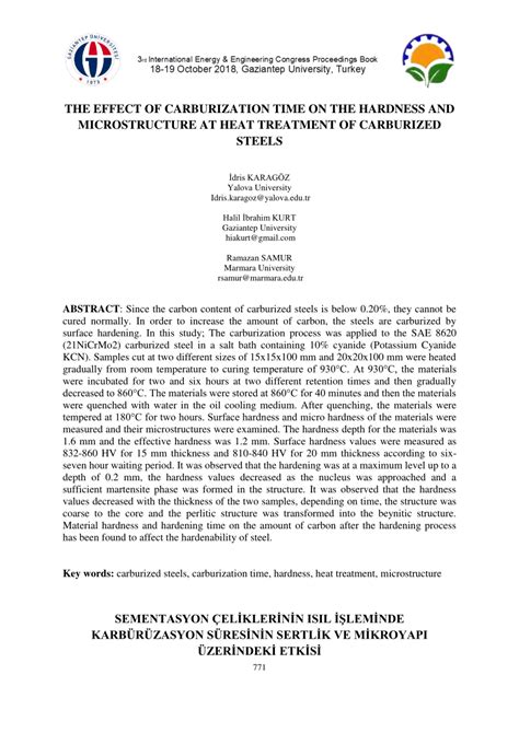 Pdf The Effect Of Carburization Time On The Hardness And
