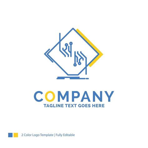 Board Chip Circuit Network Electronic Blue Yellow Business Logo Template Creative Design