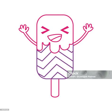 Ilustración De Línea De Color Alegre Y Dulce Hielo Polo Y Arco Iris Kawaii Y Más Vectores Libres