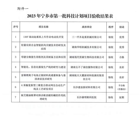验收公示关于2023年宁乡市第一 批科技计划项目验收结果的公示 公司动态 长沙特讯知识产权
