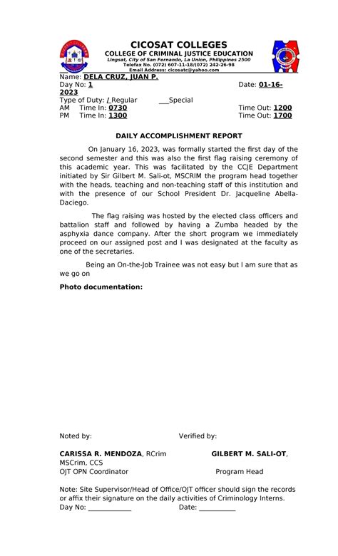 Dar Sample Cicosat Colleges College Of Criminal Justice Education