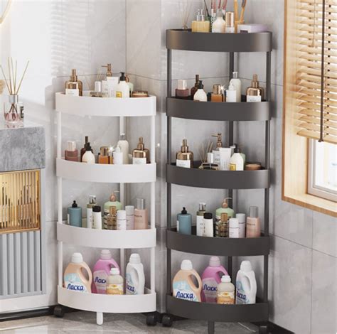 공간활용👍 욕실 코너형 이동식 트롤리 수납함 선반 욕실정리템 주방정리템 이동식수납함 이동식정리함 화장대정리함 책상정리함 화장품정리함 에이블리