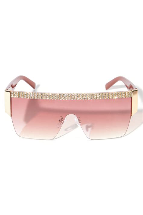 Rhinestones On Top Sunglasses Pink Fashion Nova Sunglasses