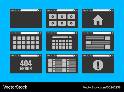 Web Browser Window Pages Layout With Toolbar Vector Image