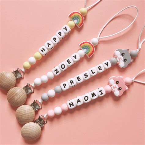 Cute Pacifier Clips Custom Binky Pacifier Holder With Name Dummy