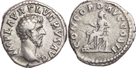 Römische Kaiserzeit Denar 161 n Chr Lucius Verus Büste Concordia