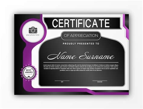 Certificat Le Mod Le Du Formulaire Avec Le Badge De R Compense Design