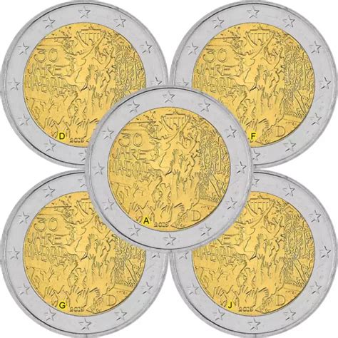 5 X 2 Euro Gedenkmünze Deutschland 2019 bfr Mauerfall A J EUR 29