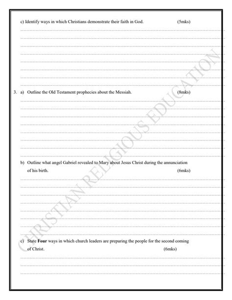 Grade 8 CRE Mid Term 1 Exam 2024 Set 2 2118