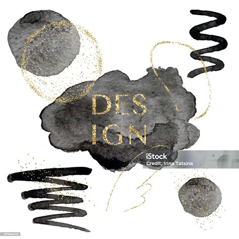 블랙 브러쉬 스트로크와 액체 모양 원과 반짝이 요소와 배너 블랙 프라이데이 판매 홍보 포스터 템플릿에 대한 추상 예술 수채화 배경 크리에이티브 스티커 벡터 일러스트레이션