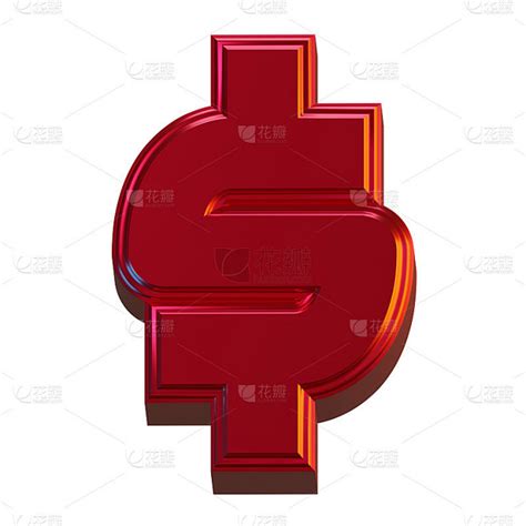 美元符号3d渲染金属红色孤立设计插图