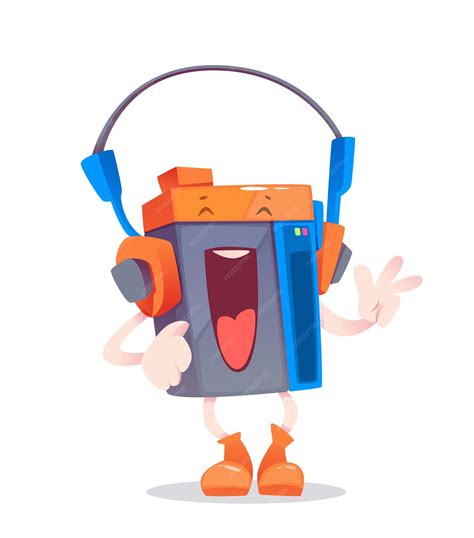 Premium Vector Compact Cassette Player With Headphones In The Form Of