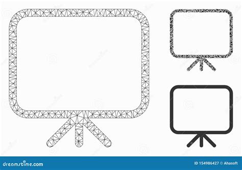Presentation Screen Vector Mesh Carcass Model And Triangle Mosaic Icon Stock Vector