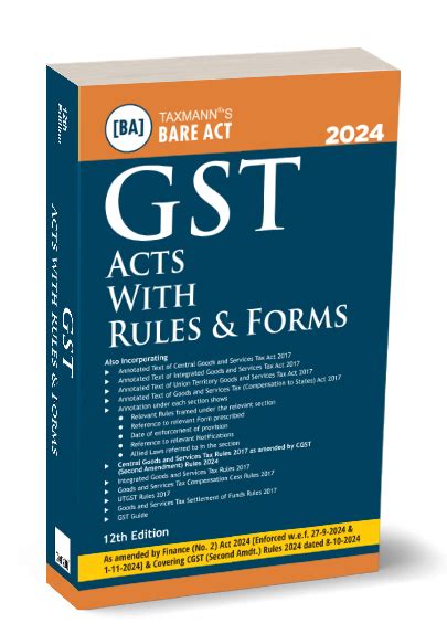 Gst Acts With Rules And Forms Bare Act Finance No 2 Act 2024 By