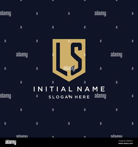 Ls Monogram Initials Logo Design With Shield Icon Template Stock Vector
