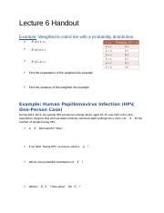 Lecture 6 Handout Docx Lecture 6 Handout Example Weighted 6 Sided