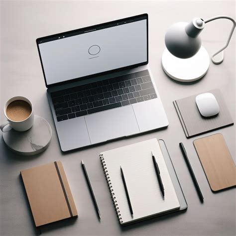 Modern Workspace With Laptop Premium Ai Generated Image