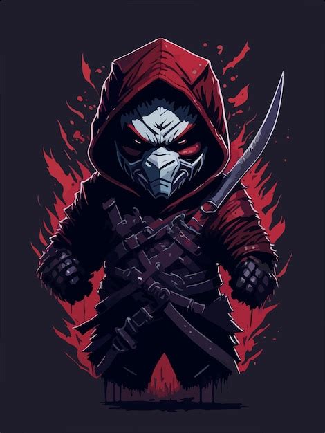 Premium Vector A Fierce Panda Assassin With A Black And Red Coat
