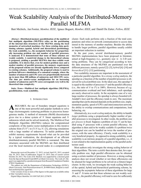 Pdf Weak Scalability Analysis Of The Distributed Memory Parallel Mlfma