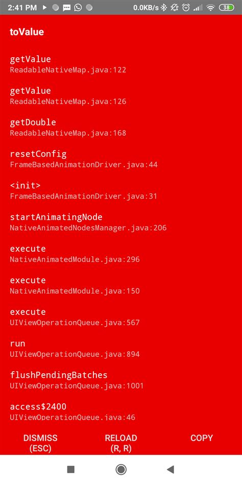 ToValue Error Dialog Because Of GetValue In ReadableNativeMap Java Issue Facebook