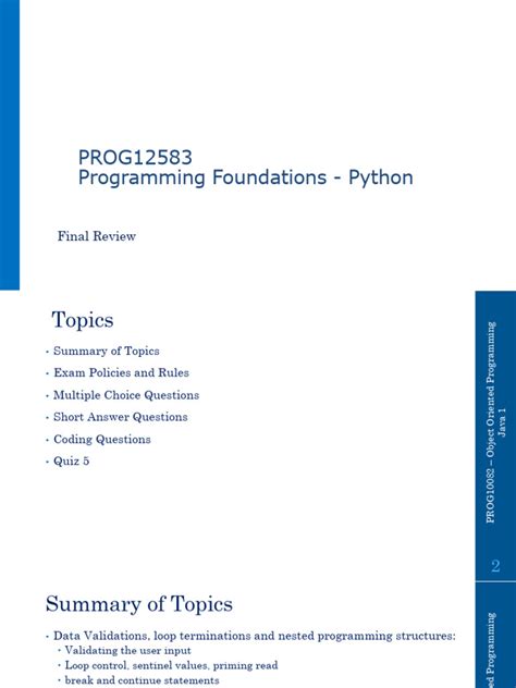 Prog12583 Finalreview Pdf Class Computer Programming Method