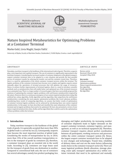 Pdf Nature Inspired Metaheuristics For Optimizing Problems At A