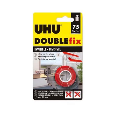 Doublefix Invisible Ruban Adhésif Double Face Ultra Puissant Transparent Rouleau Mx Mm