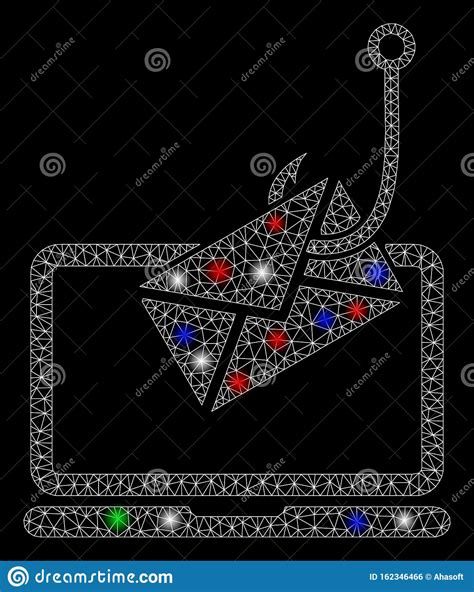 Bright Mesh Wire Frame Laptop Letter Phishing With Flare Spots Stock Illustration Illustration