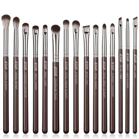 Jessup Eye Makeup Brushes Set Professional 15pcs Brown
