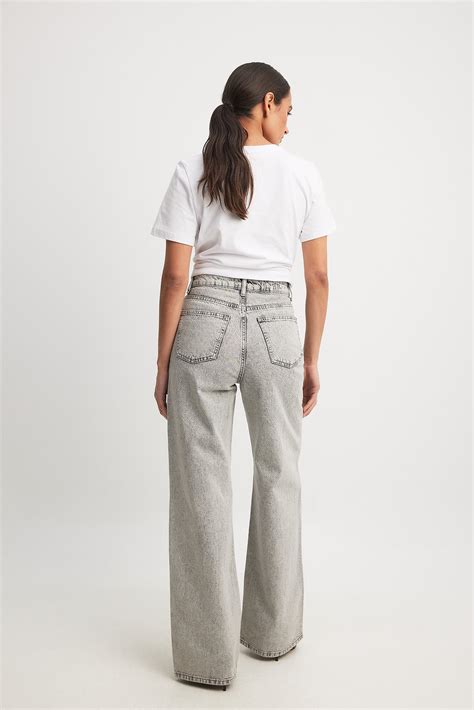 Wide High Waist Jeans Grey Na Kd