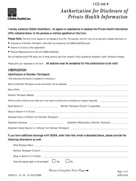 Fillable Online I Hereby Authorize CIGNA HealthCare Its Agents Or Subsidiaries To Disclose The
