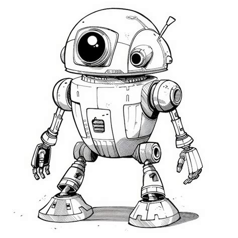 Premium Photo A Drawing Of A Robot With A Black Outline And The Words