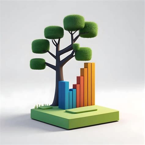 3d 나무 바 다이어트 일러스트레이션 깊이와 함께 나무 바다 다이어트 3차원 나무 바다 그래프 프리미엄 사진