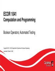 ECOR1041 L08 Boolean Operators Pdf ECOR 1041 Computation And