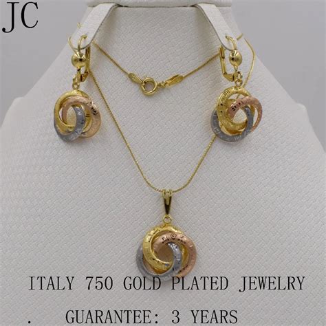 Fashion High Quality Real Gold Plated Jewelry Set Italy 750 Gold
