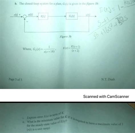 solved b the closed loop system for a plant g2 s is given