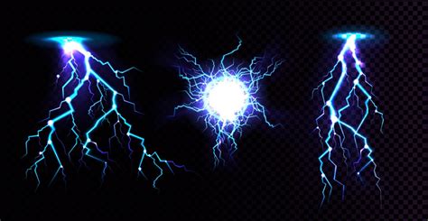 Circle Lightning Realistic Blue Background Vector Image