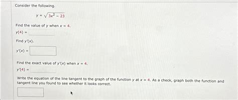 Solved Consider The Followingy3x2 232find The Value Of Y