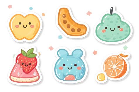 Cute Cartoon Fruits And Desserts With Happy Expressions Premium Ai